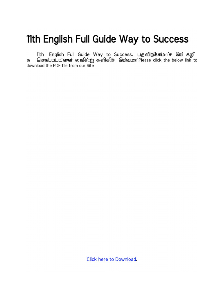 11th English Full Guide Way To Success | PDF