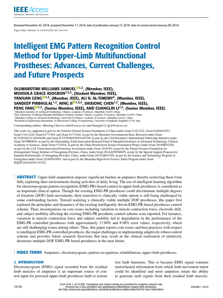 Intelligent EMG Pattern Recognition Control Method 250214 101827 | PDF | Electromyography ...