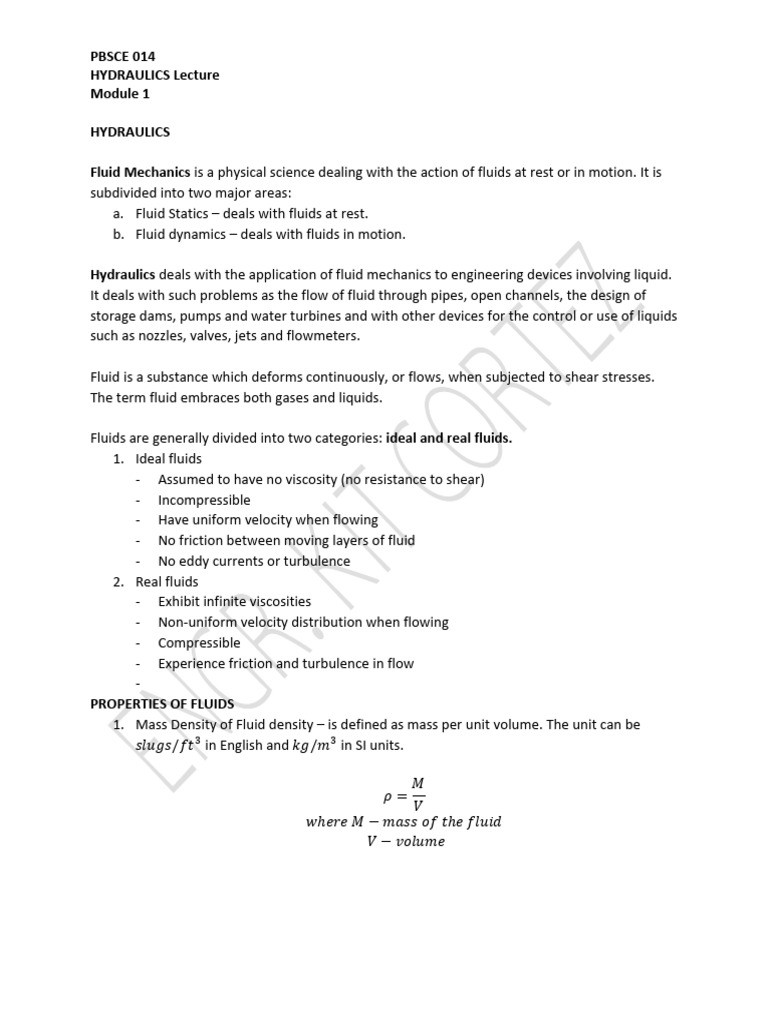 Hydraulics Fundamentals and Fluid Properties | PDF | Fluid | Fluid Dynamics