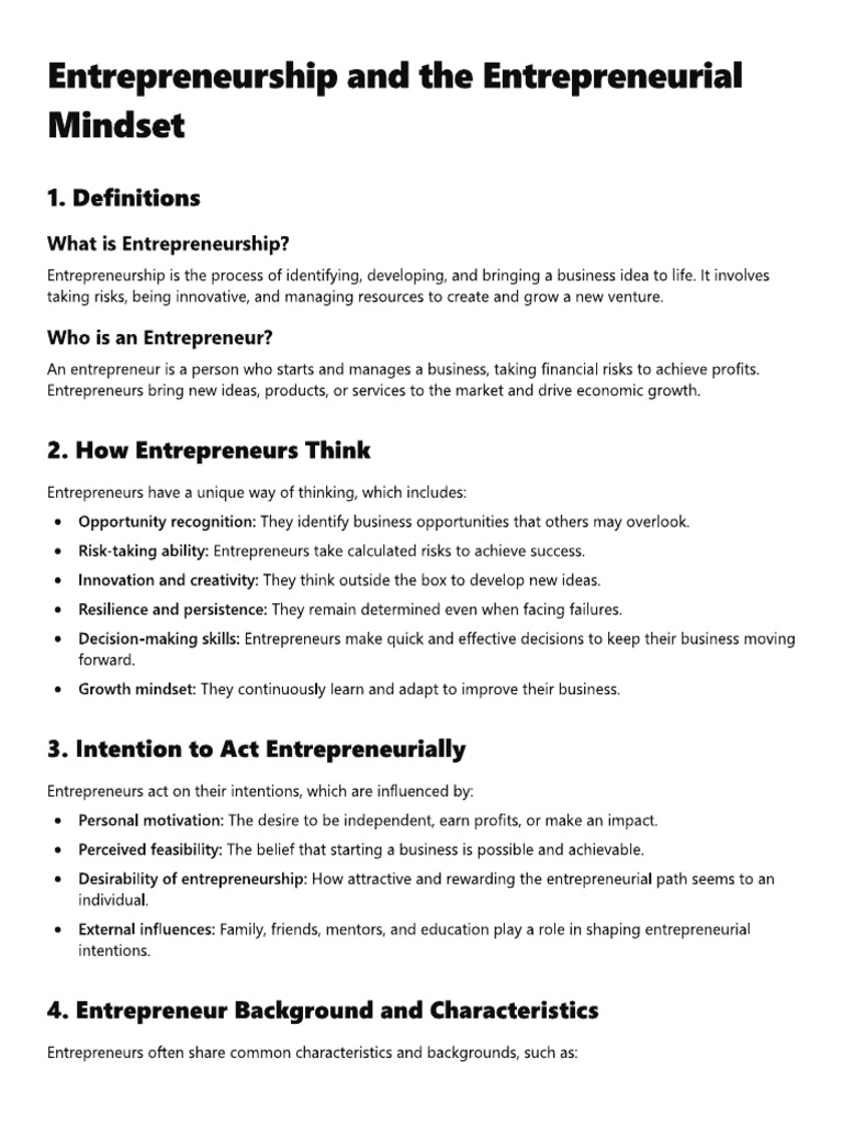 Intro to Entrepreneurship Notes | PDF