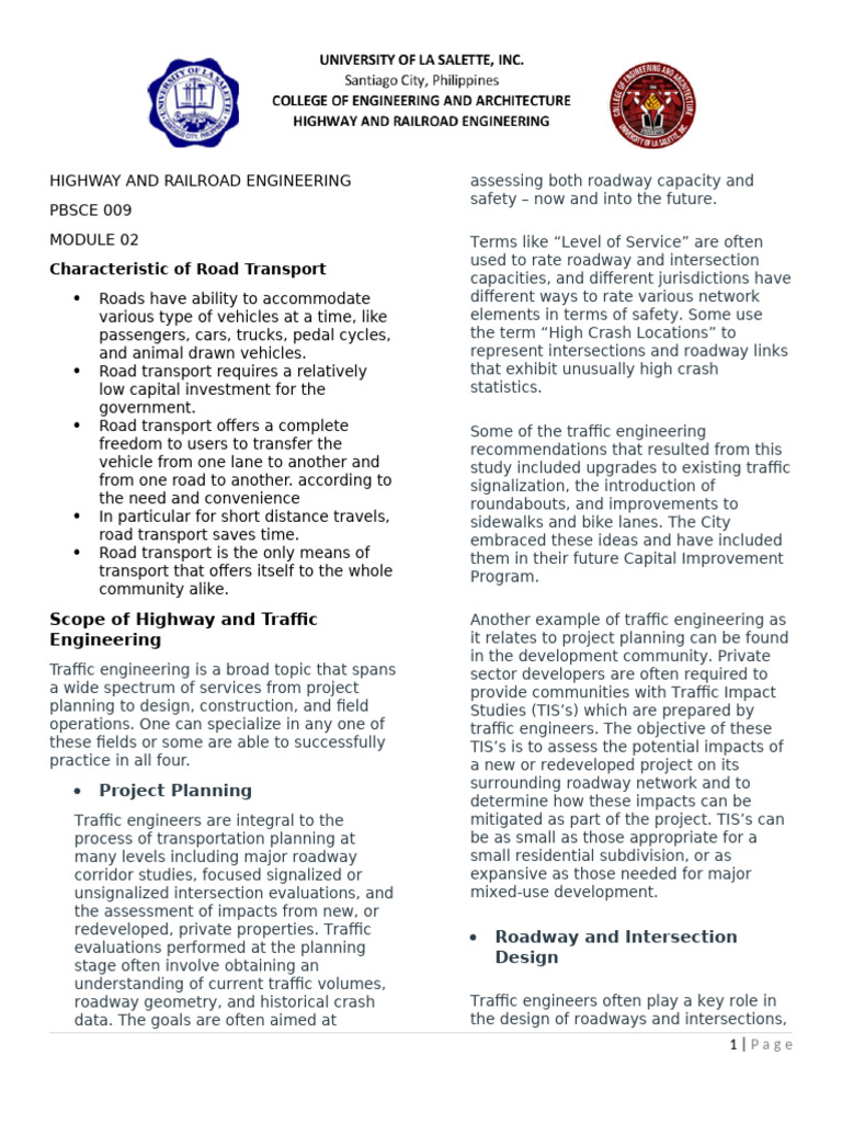 MODULE-2 (1) | PDF | Traffic | Road