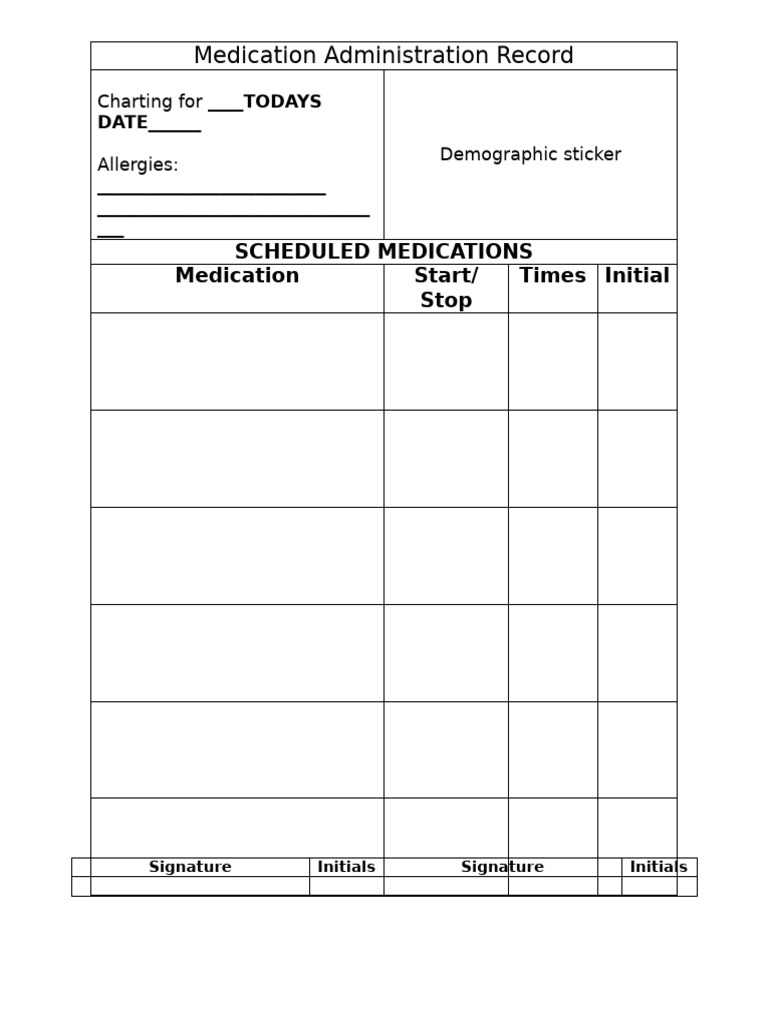 Blank MAR Scheduled | PDF
