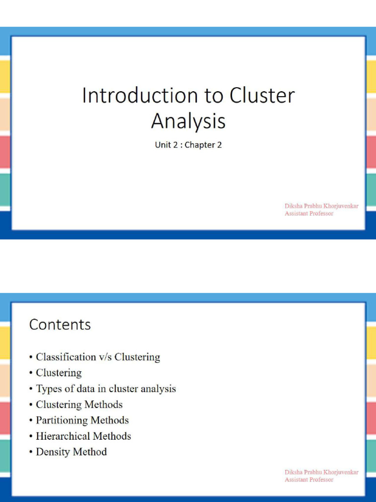Unit 2 - Introduction to Cluster Analysis | PDF