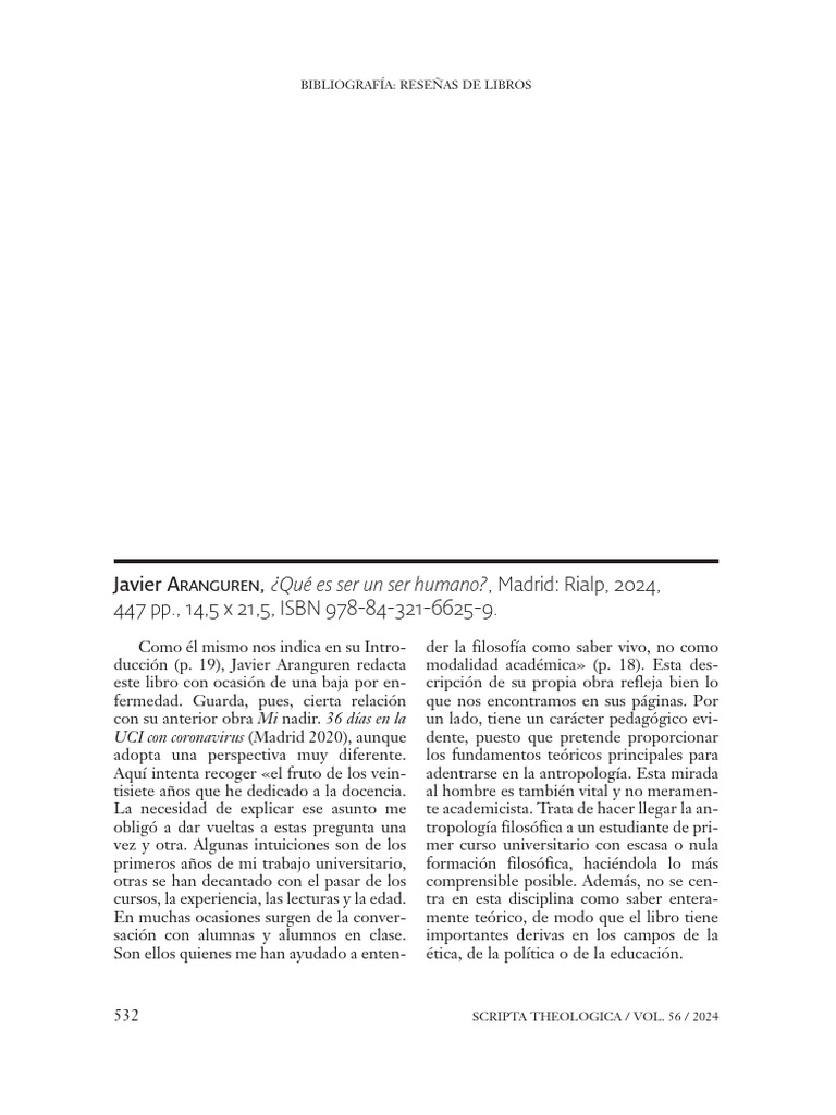 A - Javier Aranguren - Que Es Ser Un Ser Humano | PDF | Tomás de Aquino ...
