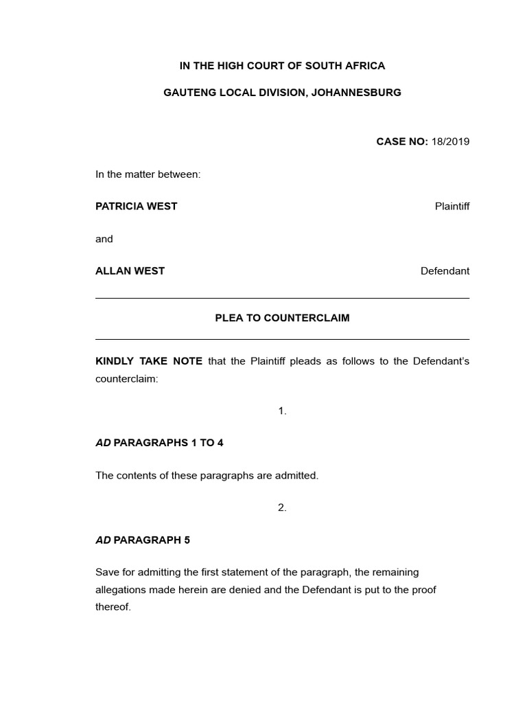 Plea To Counterclaim 2 | PDF