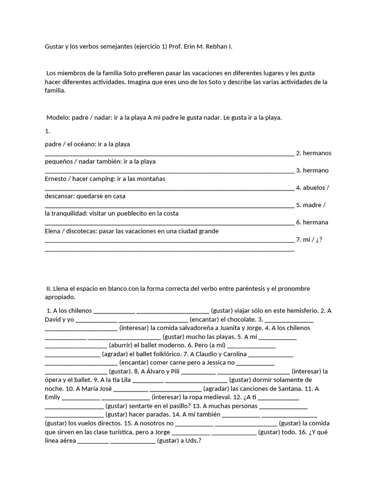 Gustar y los verbos semejantes | PDF