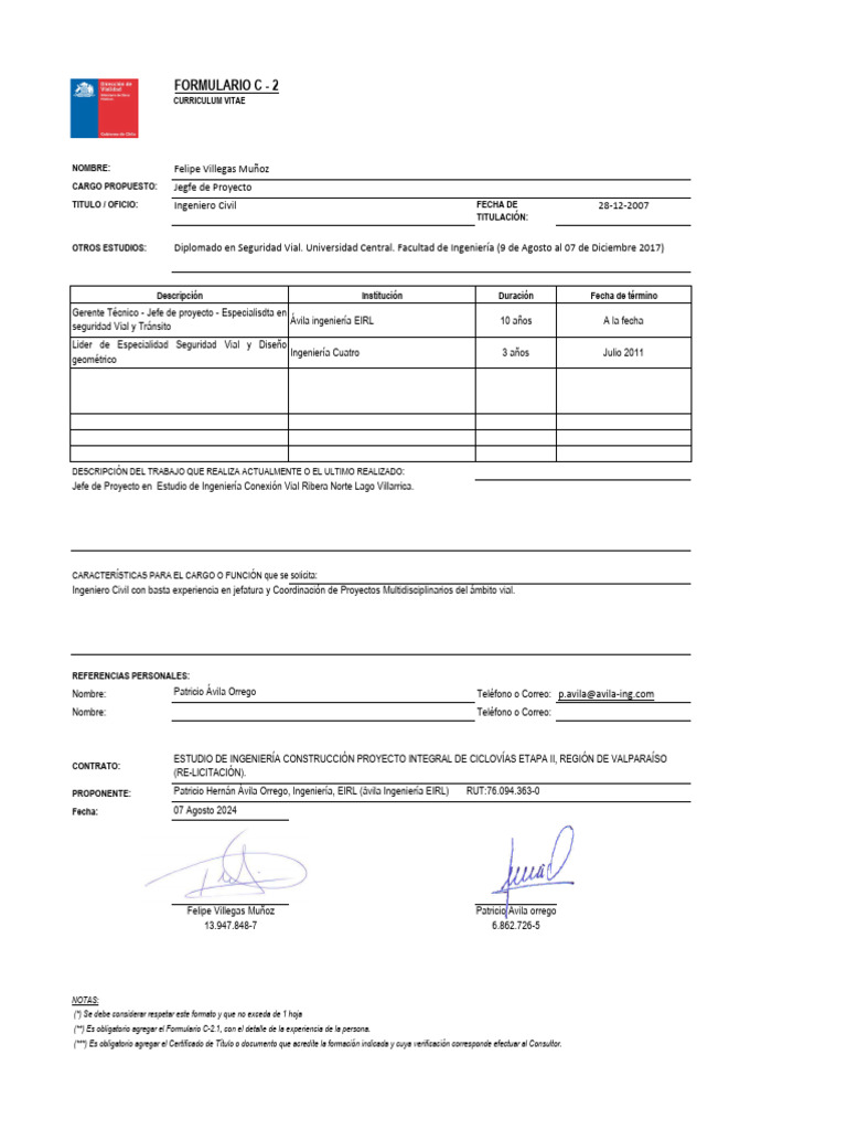 1 - Formulario - C-2 - Felipe Villegas | PDF | Ingeniería
