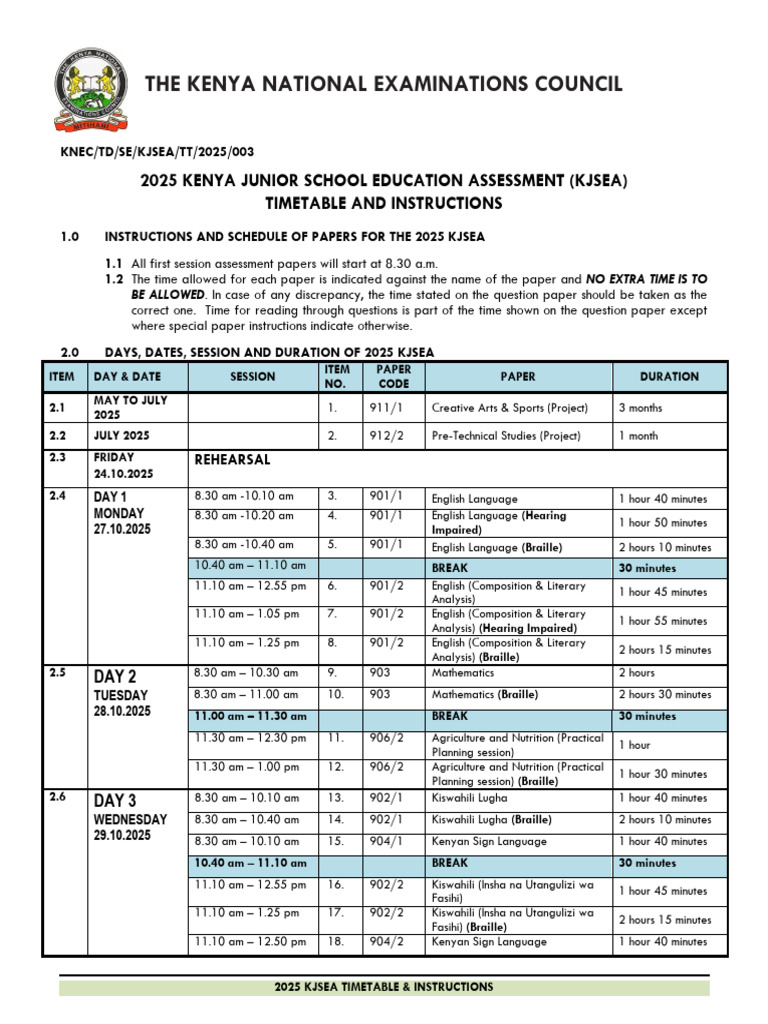 2025 Kjsea Timetable 1 | PDF