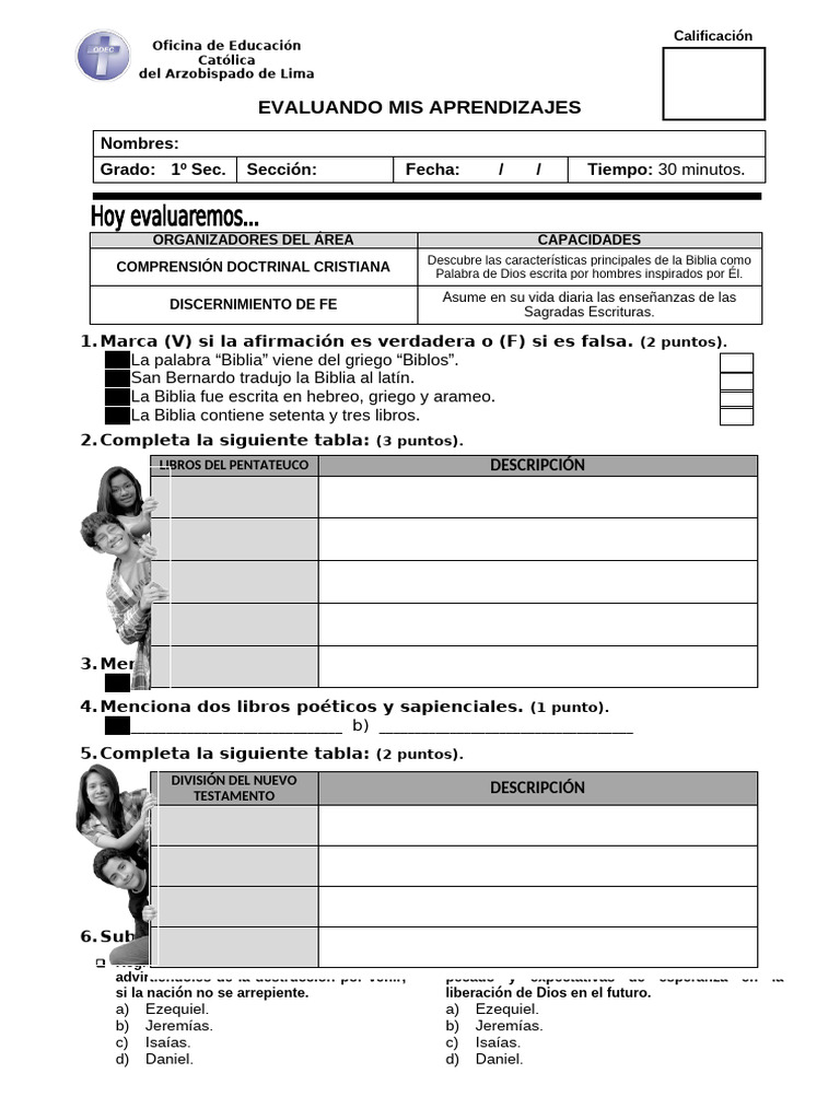 Tema 3 Primer Grado | PDF | Biblia | Capítulos Y Versículos De La Biblia