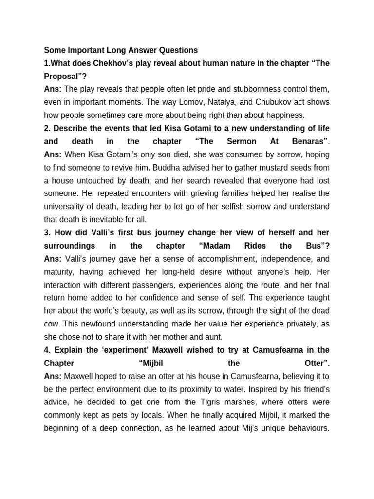 Long Answer Questions 10 | PDF | Nelson Mandela | Tea