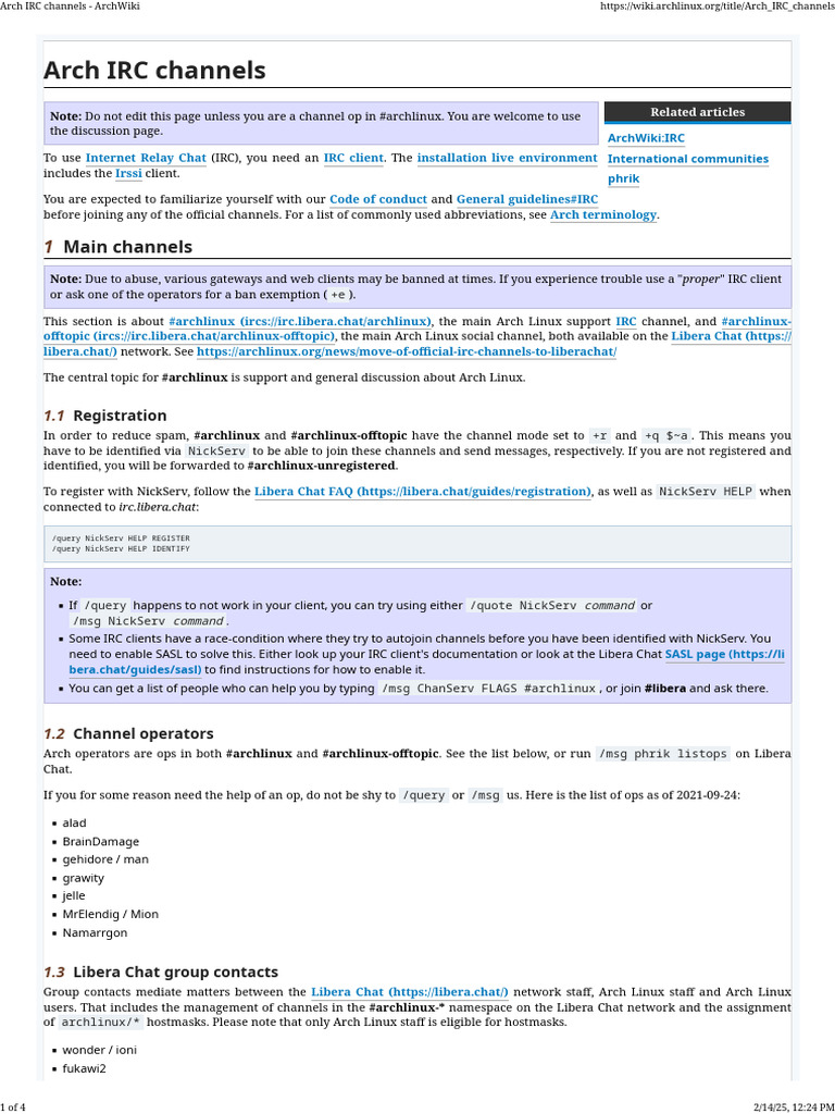 Arch IRC channels - ArchWiki | PDF | Application Layer Protocols | Internet Protocol Based ...