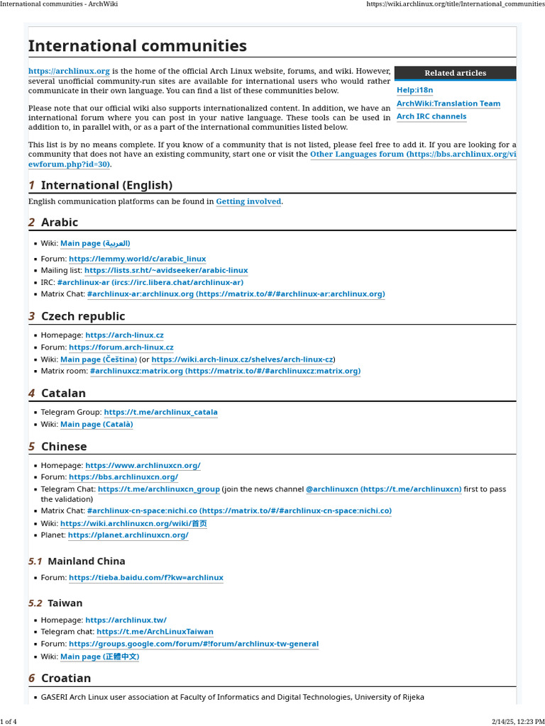 International Communities - ArchWiki | PDF | Linguistics | Human Communication