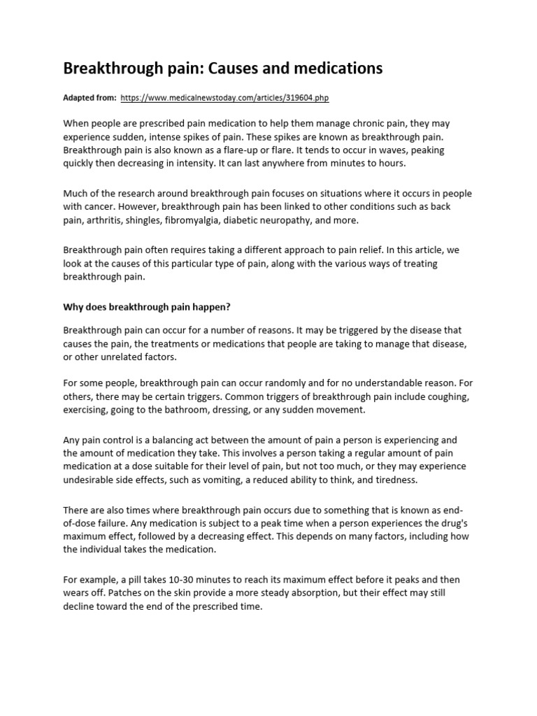 Breakthrough_pain | PDF | Pain | Analgesic