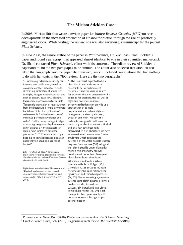 Research Misconduct - The Sticklen Case | PDF | Plagiarism