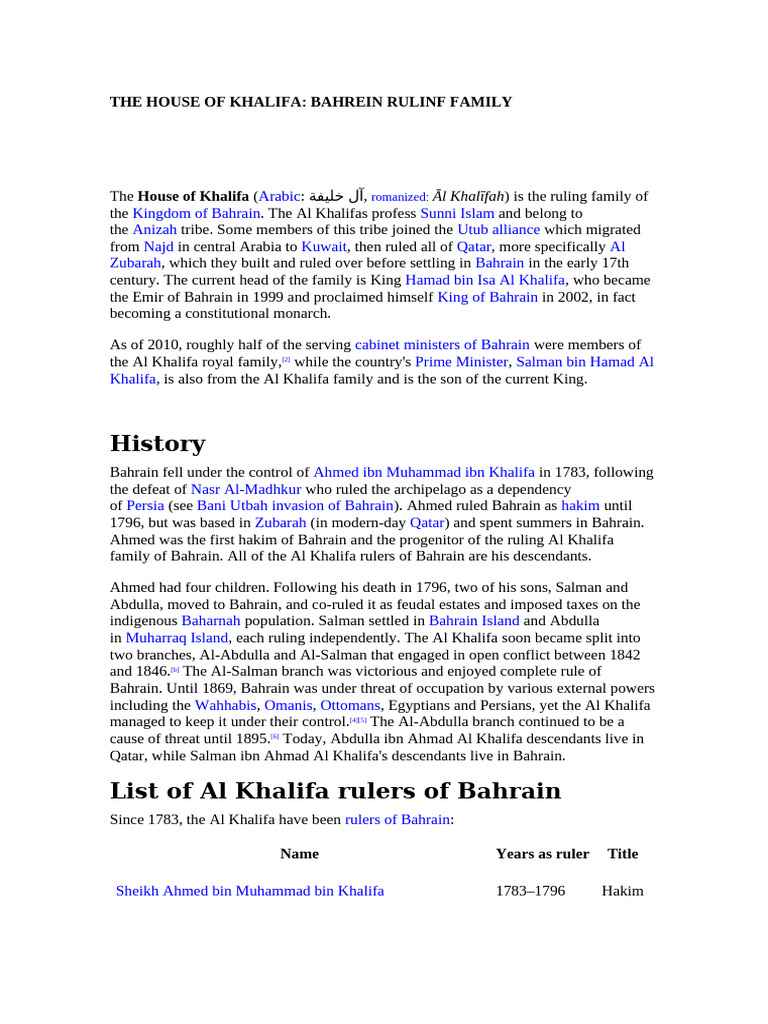 House of Khalifa: Bahrain's Royal Family | PDF | Bahrain