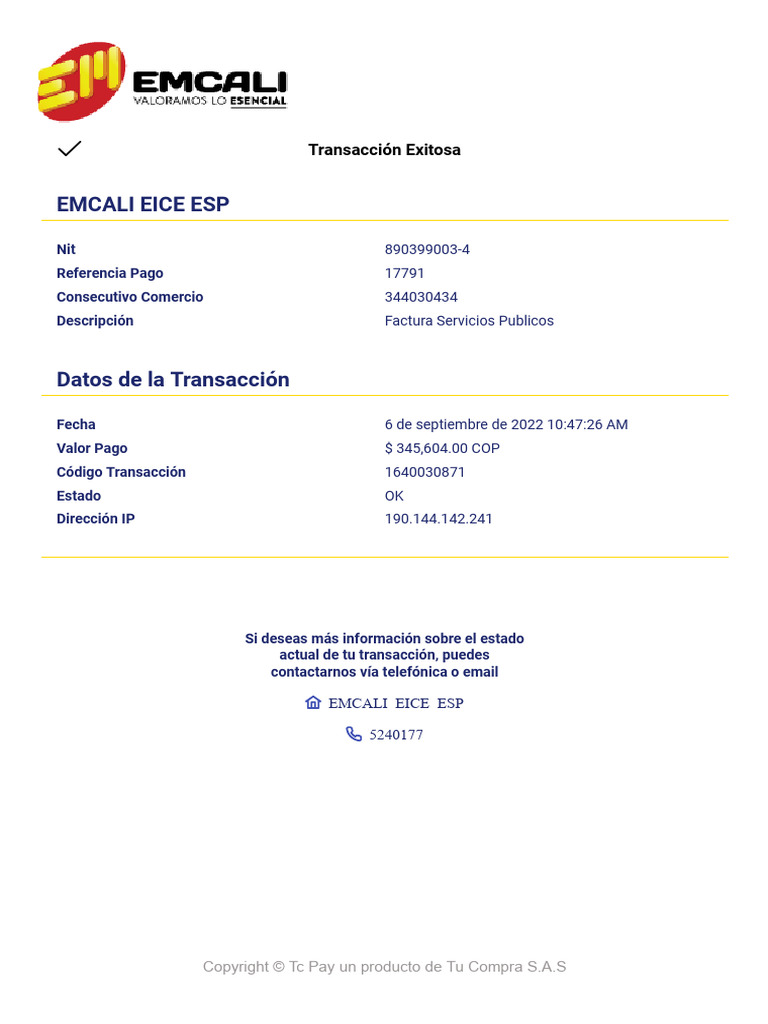 Pago de Emcali (1) | PDF