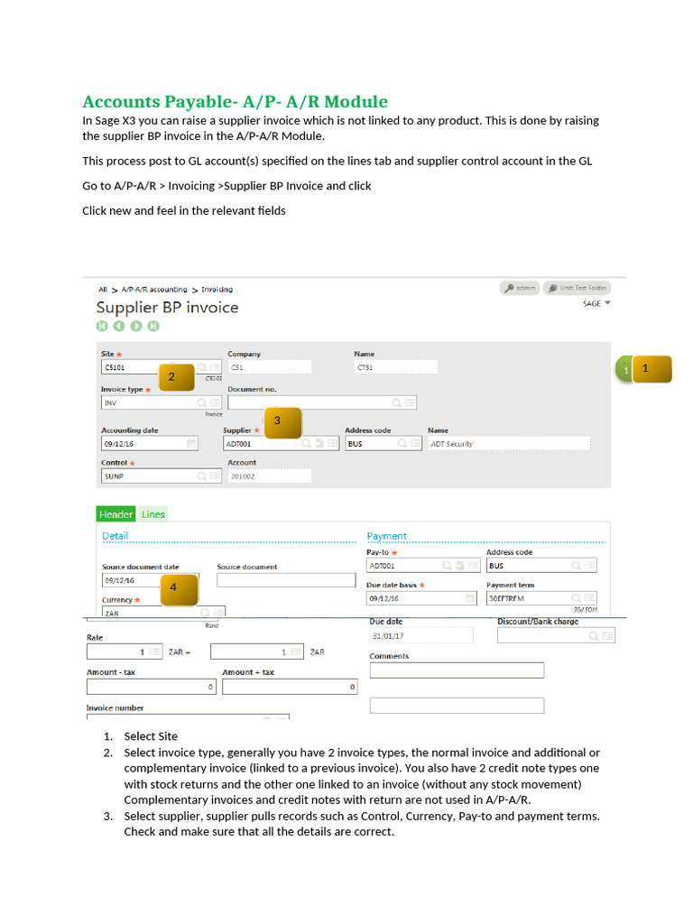 Sage X3 Accounts Payable - AP - AR Module | PDF | Accounts Payable ...