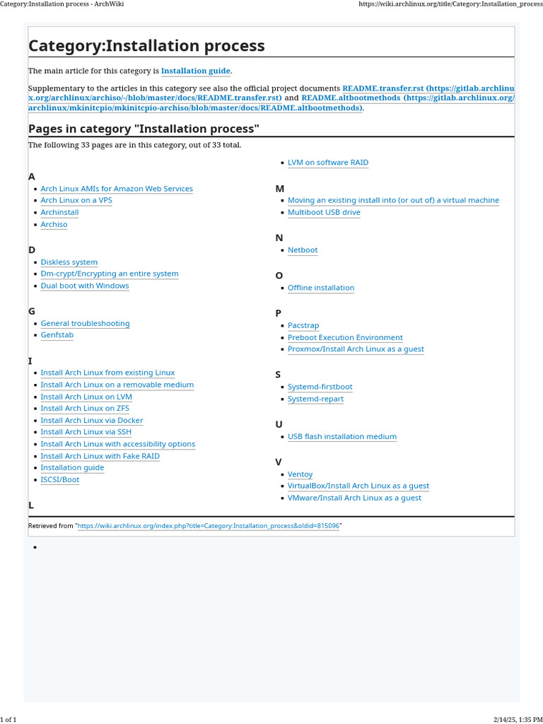 Category - Installation Process - ArchWiki | PDF | Computer Science | Booting