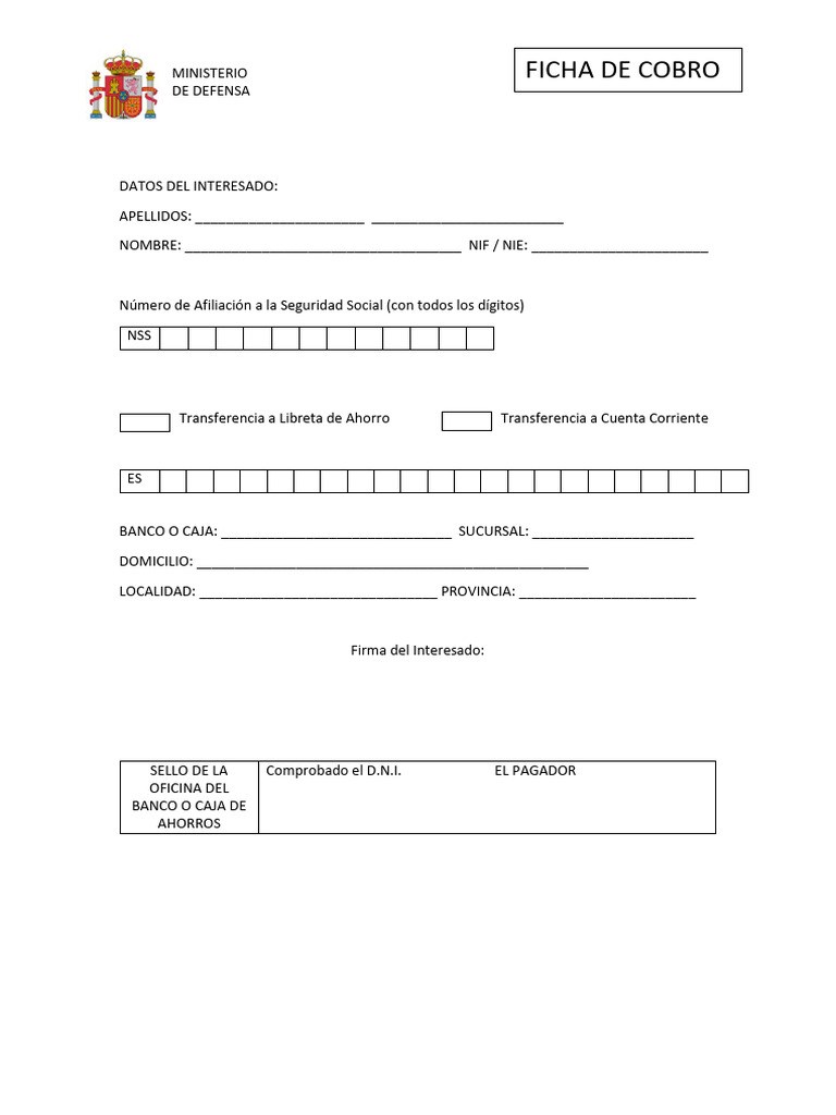 Ficha de Cobro | PDF