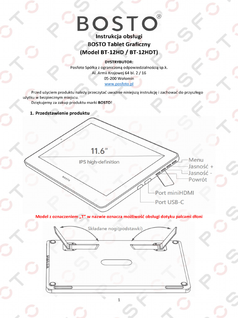 BOSTO BT 12HD BT 12HDT Tablet Posfoto PL | PDF