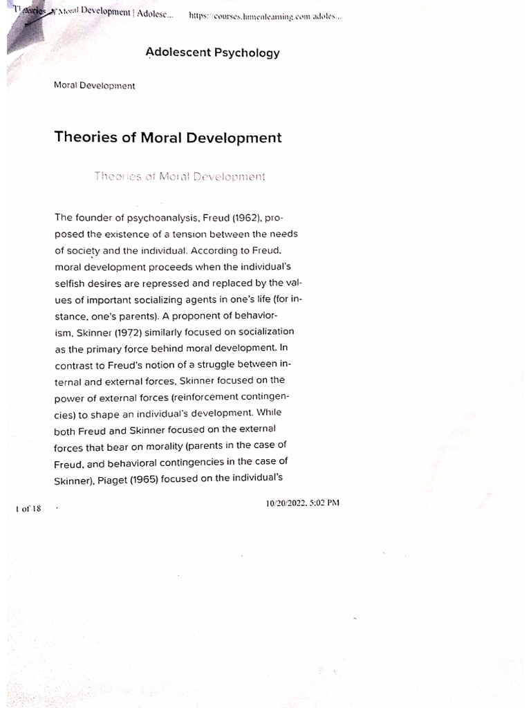 Theory of Moral Development | PDF