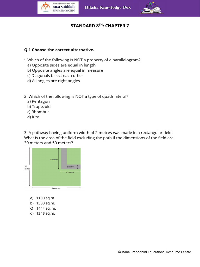 Standard 8th - Chapter 8 - Quadrilateral Constructions and Types ...