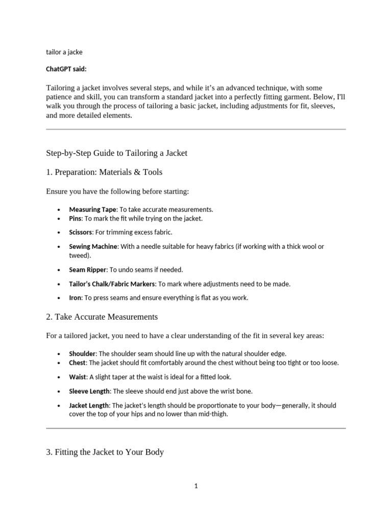 tailor jacket | PDF | Seam (Sewing) | Sewing