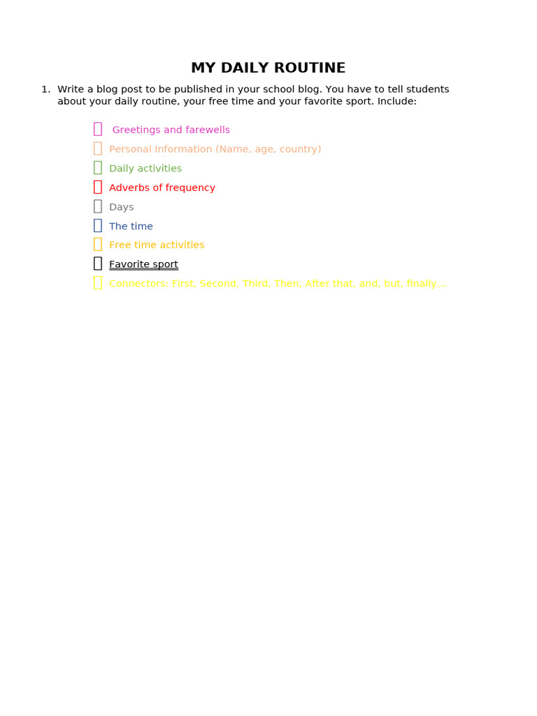 My daily routine - First year | PDF