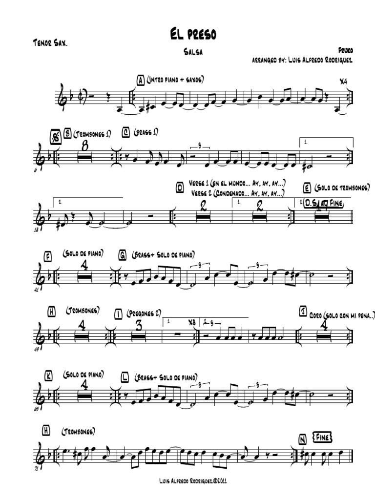 El Preso - Tenor Sax | PDF