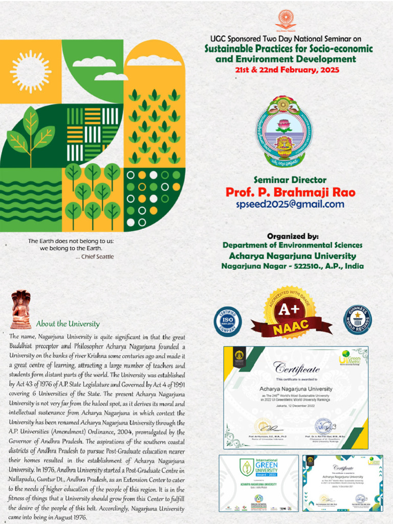UGC Sponsored National Seminar On Sustainable Practices For Socio ...