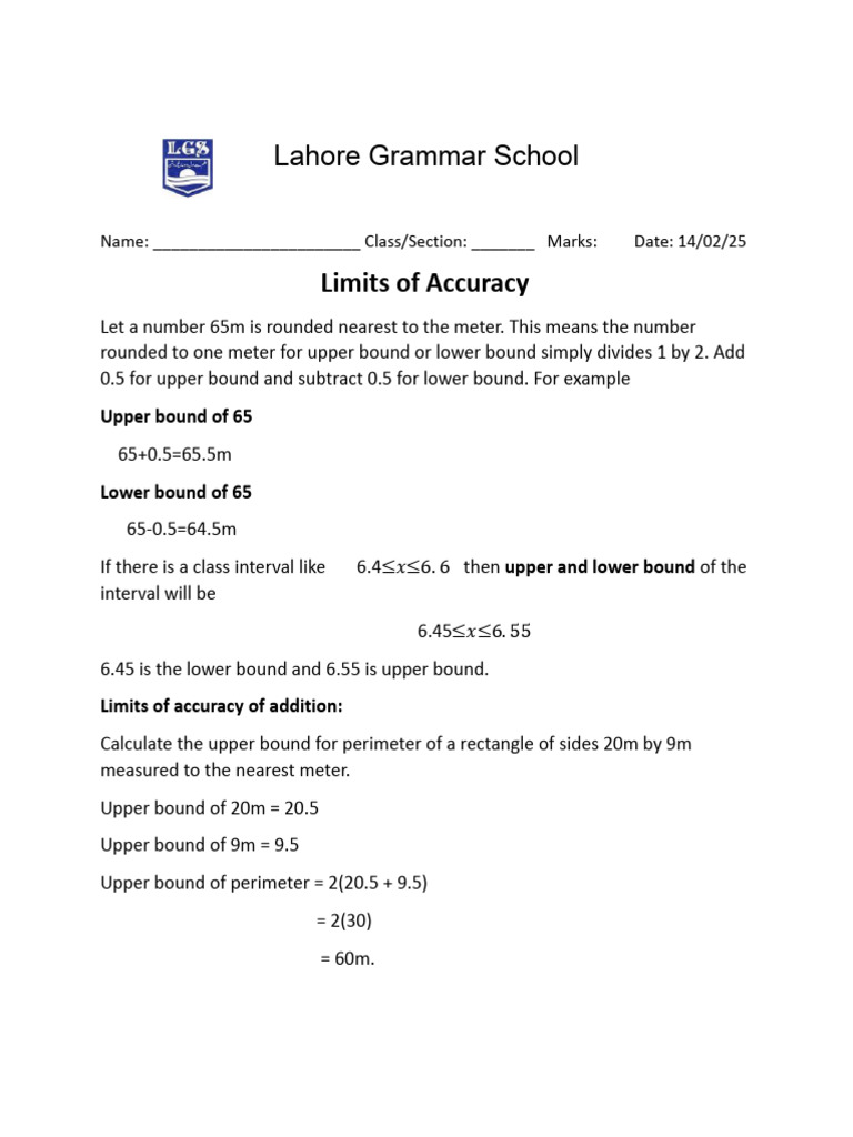 Limits of Accuracy in Measurements | PDF