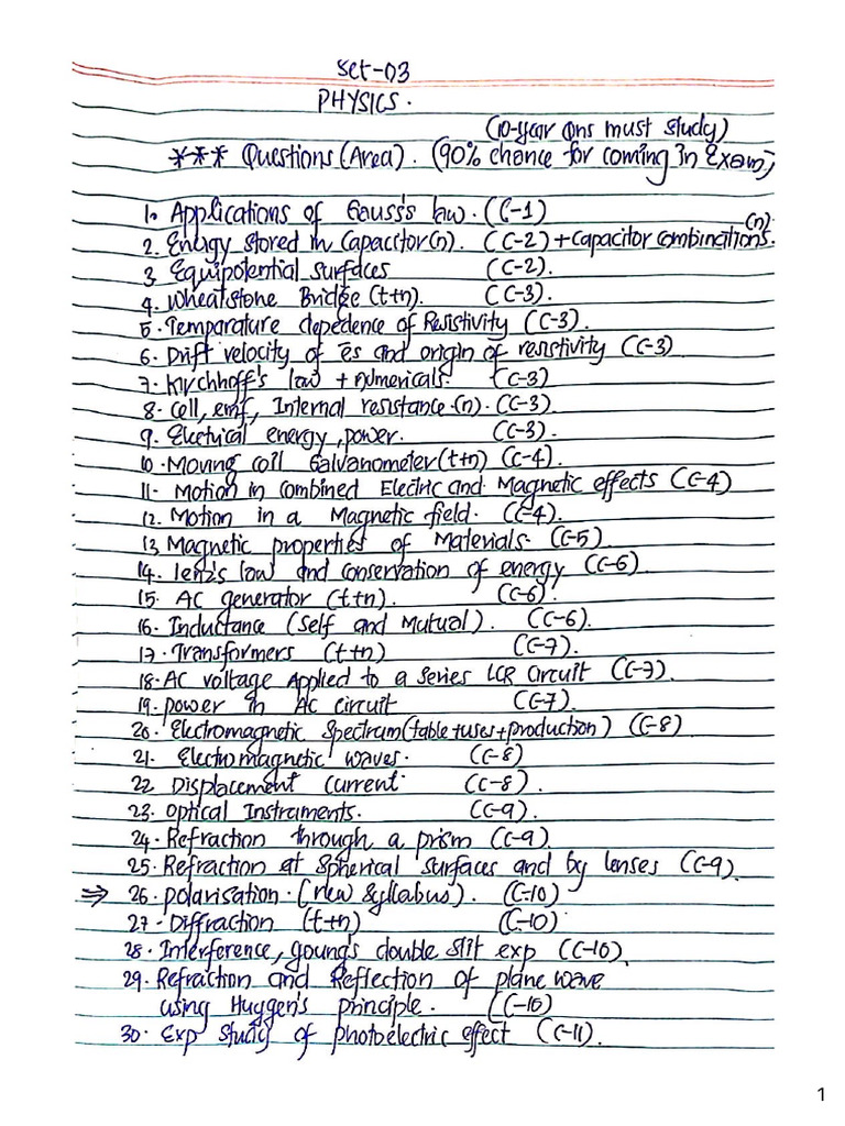 Check List 03-Phy | PDF