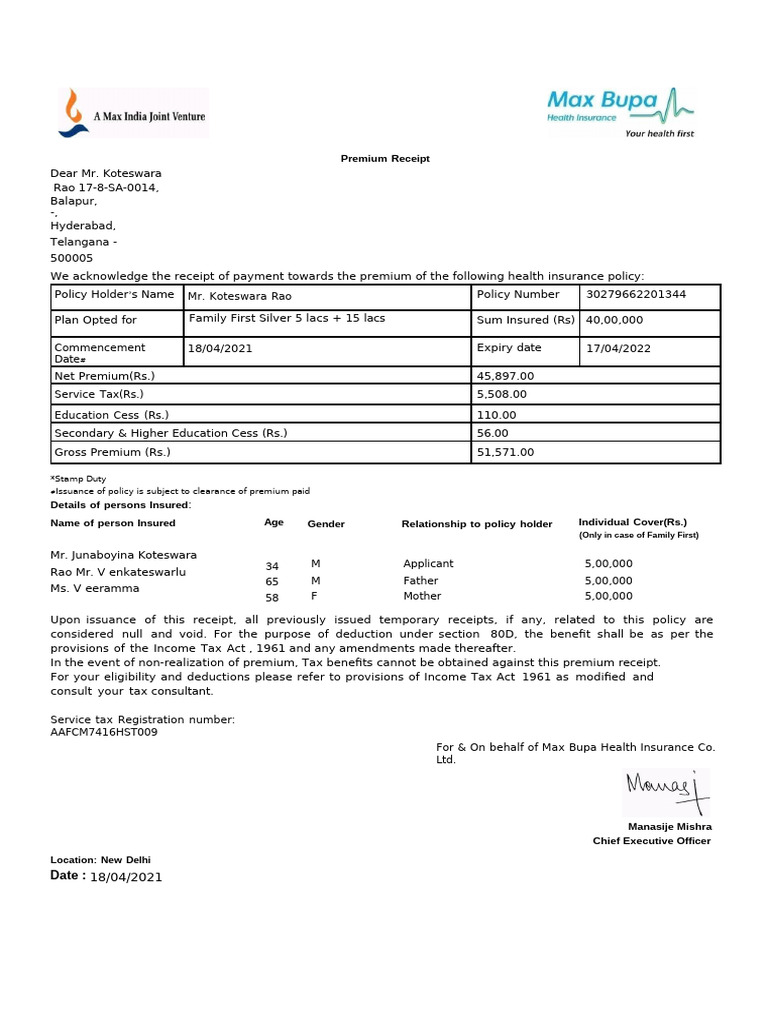 Parents HealthInsurance | PDF | Taxes | Insurance