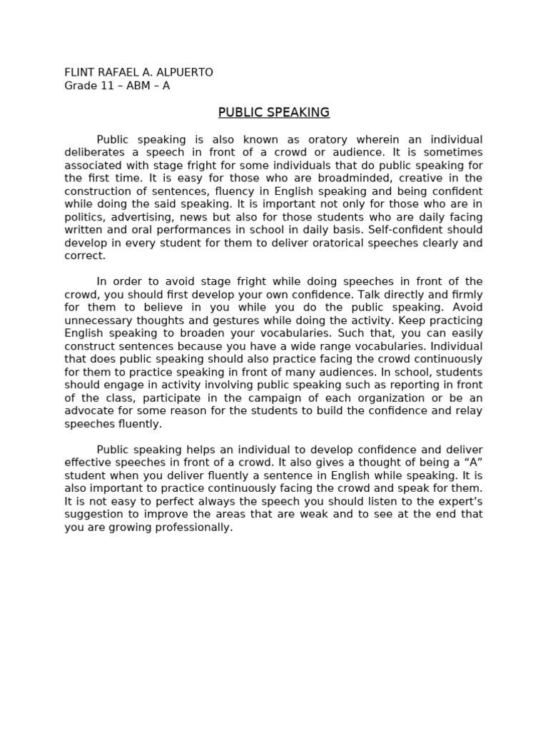 Public Speaking | PDF