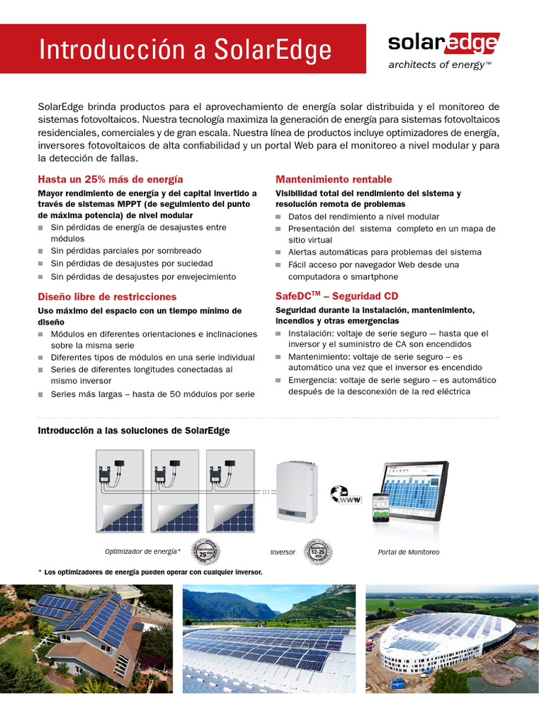 INTRODUCCION A SOLAREDGE | PDF | Sistema fotovoltaico