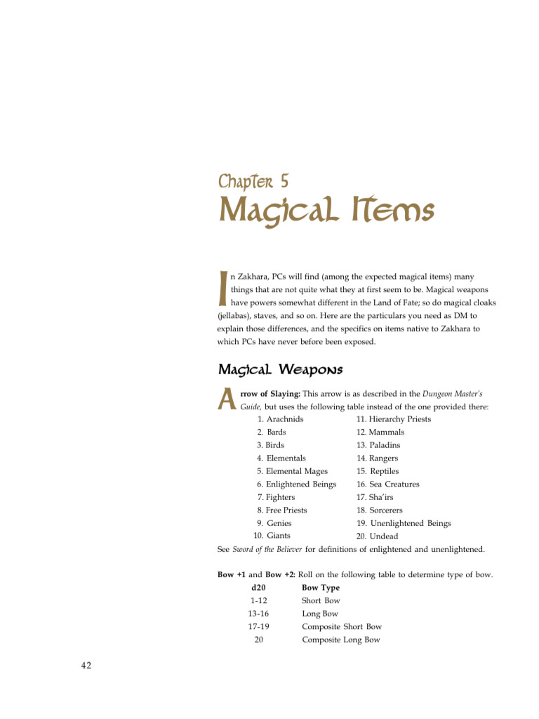 Zakhara's Unique Magical Weapons | PDF | Magician (Fantasy) | Jinn