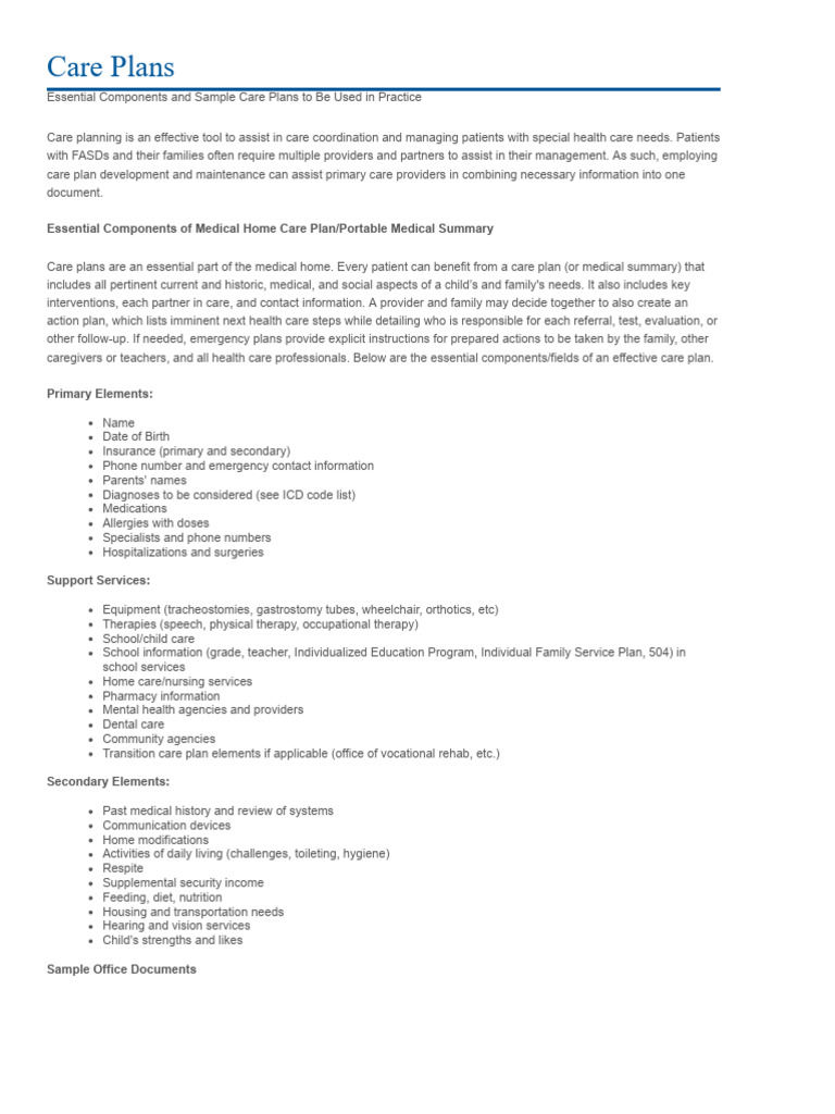 AAP Care Plans | PDF | Individualized Education Program | Health Care