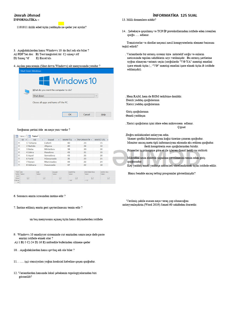 Əmrah ƏHMƏD (125 Sual) | PDF