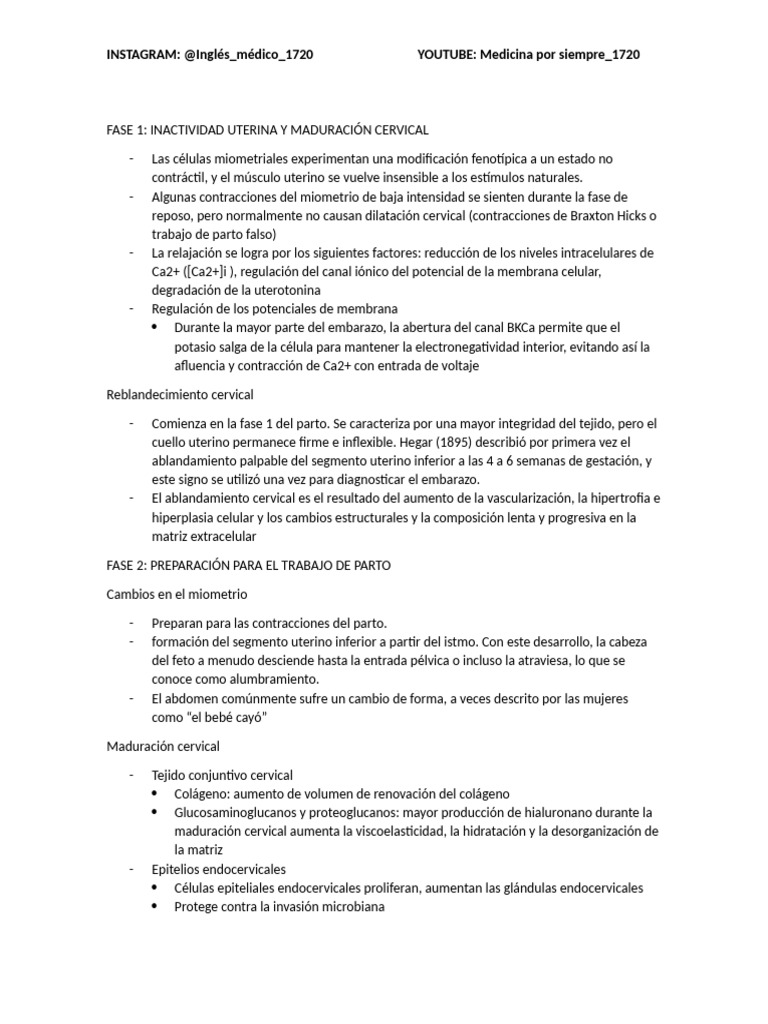 Fases Del Parto - Inglés - Médico - 1720 | PDF | Parto | Placenta