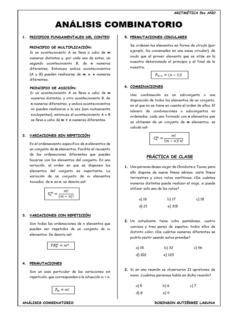 Análisis Combinatorio | PDF | Combinatoria | Permutación