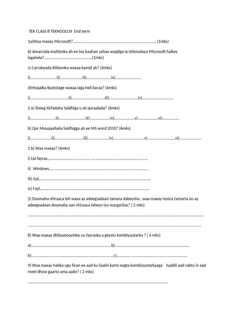 TEK CLASS 8 TEK-WPS Office | PDF