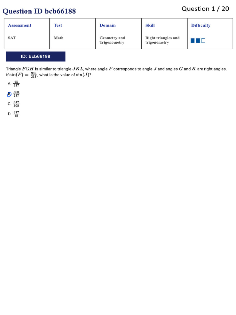 Right Triangles Trigonometry MH 01 SSQB | PDF