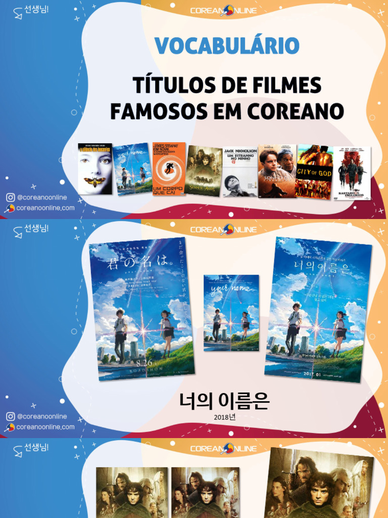 RARXnVpQ4eXQOKsrWtro_Titulos_de_filmes_famosos_em_coreano | PDF