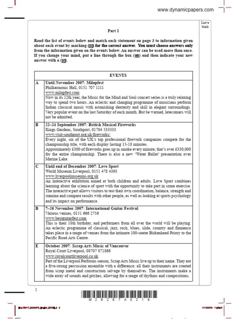 Reading Part 1 | PDF | Liverpool | Entertainment