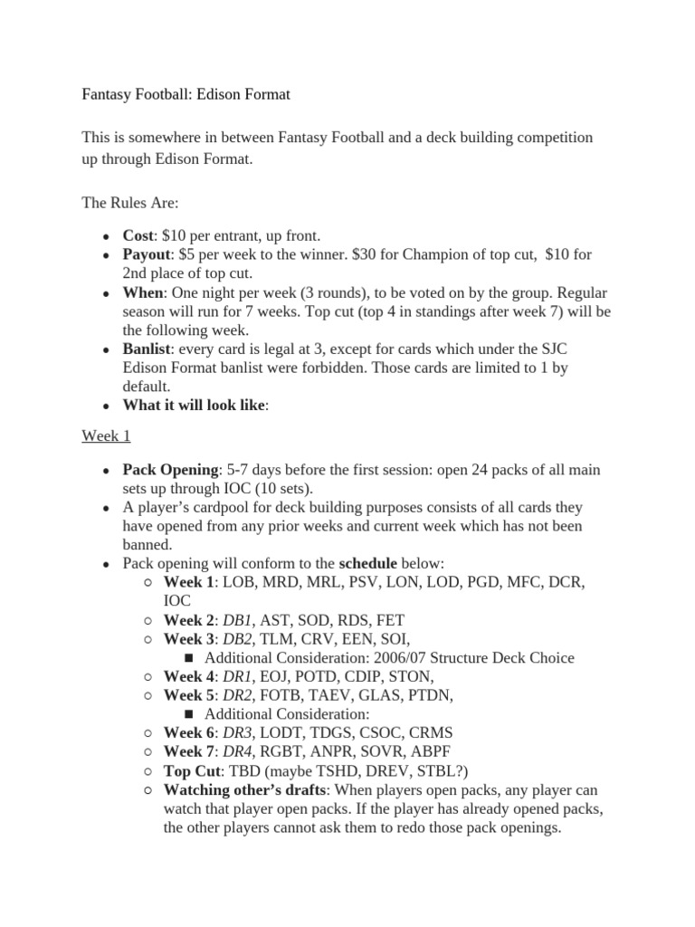 Fantasy Football Edison Format 2 (4) | PDF | Sports | Sports Rules And ...