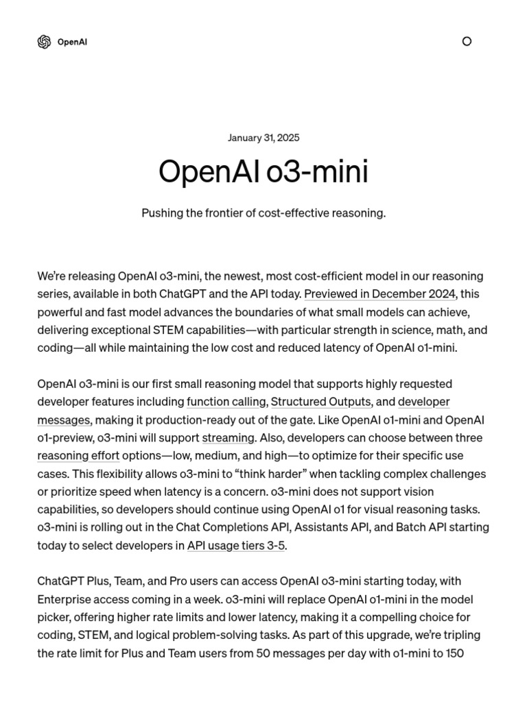 OpenAI o3-mini _ OpenAI | PDF | Artificial Intelligence | Intelligence ...