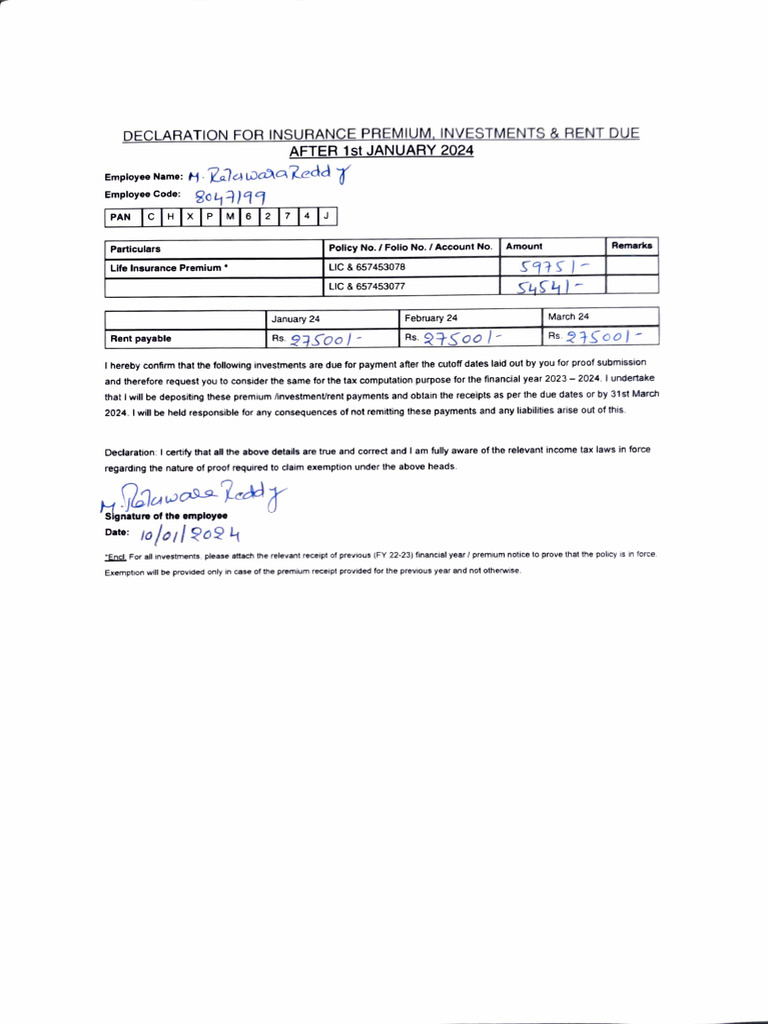 Rent Declaration | PDF