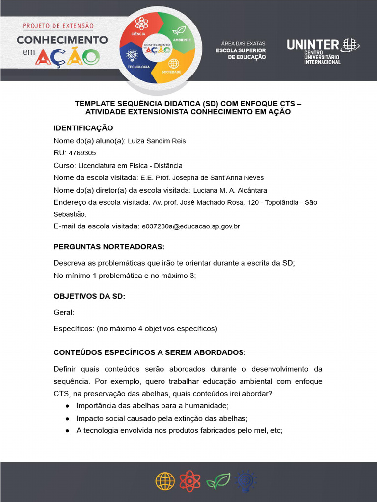 TEMPLATE SEQUENCIA DIDATICA _ COM ENFOQUE_ CTS.docx | PDF | Science