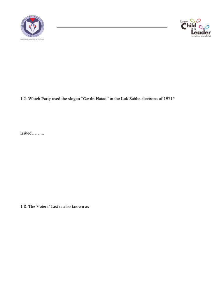 Electoral Political Worksheet | PDF | Elections | Voting