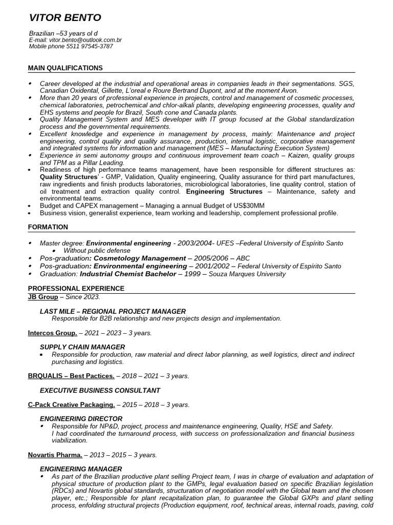 Vitor Bento - 2023 - English Version 3 | PDF | Quality Management ...